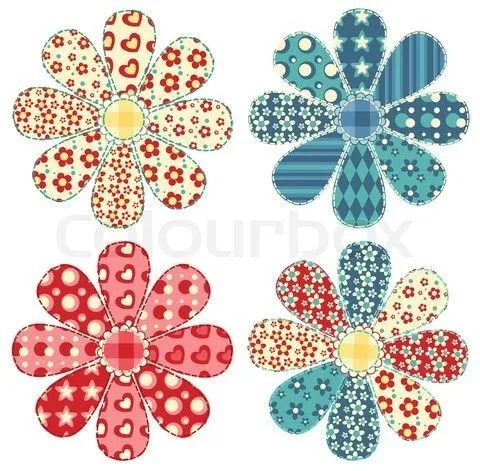 Patrones de flores patchwork - Imagui
