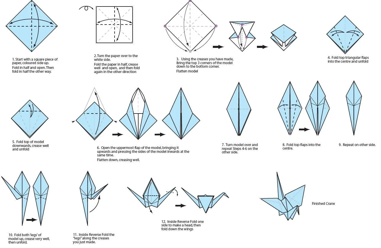 Como hacer la grulla en origami paso a paso - Imagui
