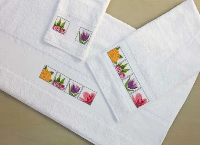 Toallas de baño bordadas en punto de cruz - Imagui