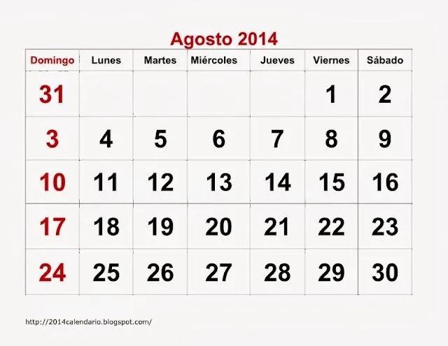 Calendario agosto 2013 excel - Imagui