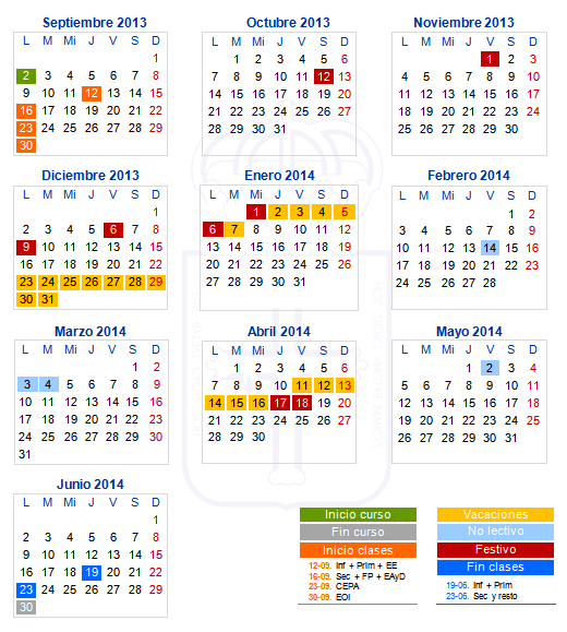 Calendario escolar 2013 y 2014 - 6 fotos e imágenes gratis - Imagui