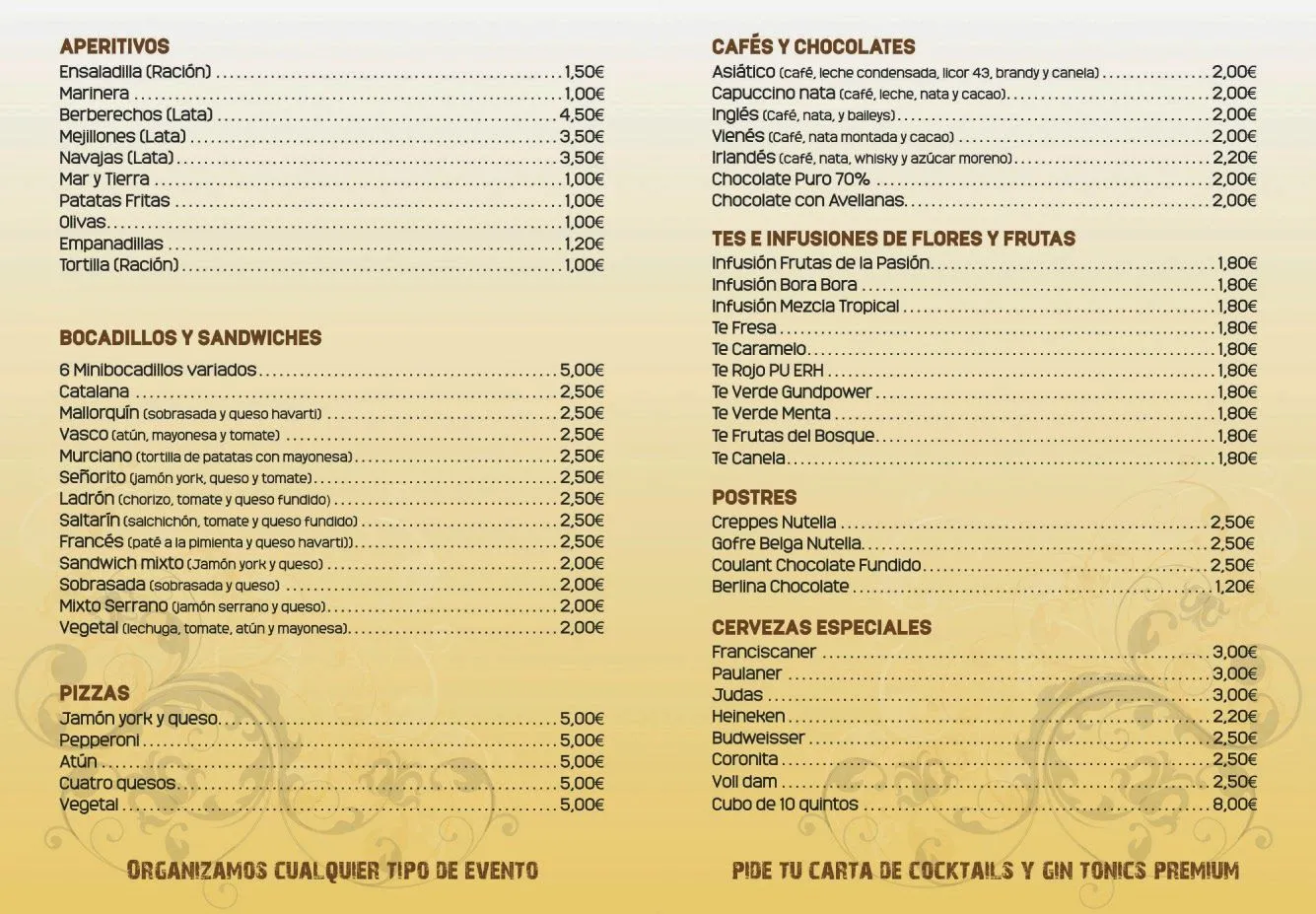 Menús de bares - Imagui