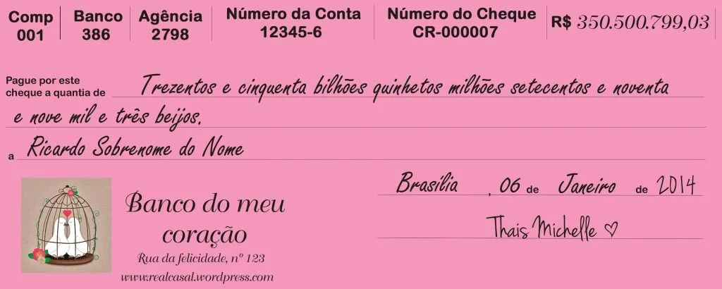 Imagenes de cheque de AMOR - Imagui
