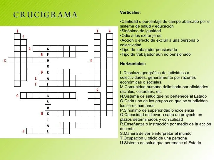 Crucigrama sobre el dia del trabajador - Imagui