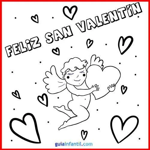 Angelitos de San Valentín para colorear - Imagui