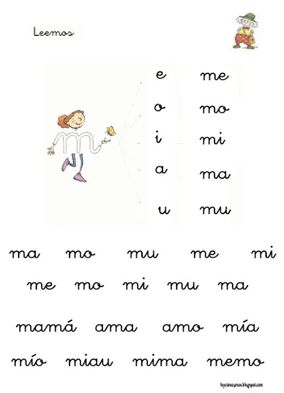 Ejercicios con la consonante m - Imagui