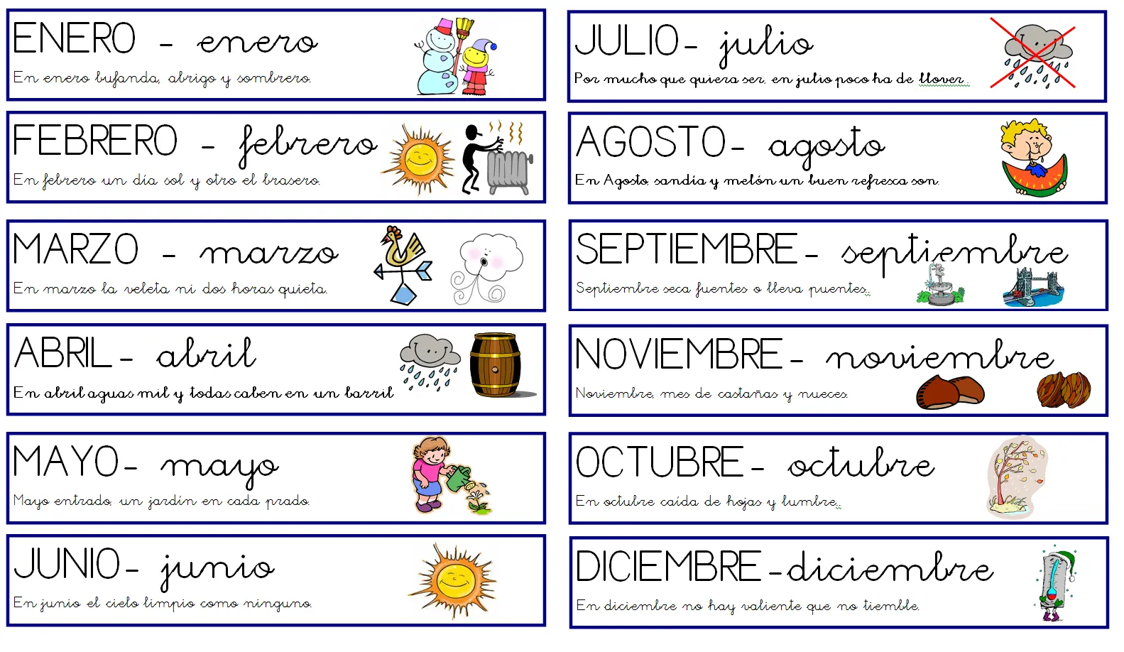 Meses del año en español e inglés - 7 fotos e imágenes gratis - Imagui
