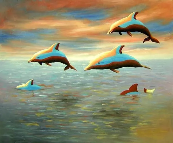 Delfines pintados al oleo - Imagui