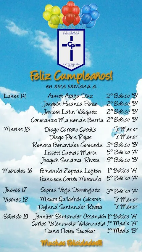 Cumpleaños de los alumnos - Imagui