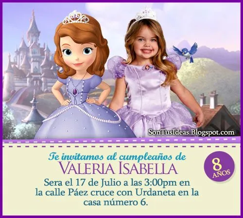 Tarjetas de invitación de la princesita sofia imagui - Imagui