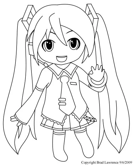 Hatsune miku outline - Imagui
