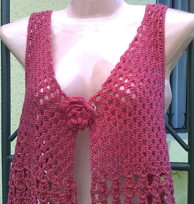Chaleco en crochet con flores - Imagui