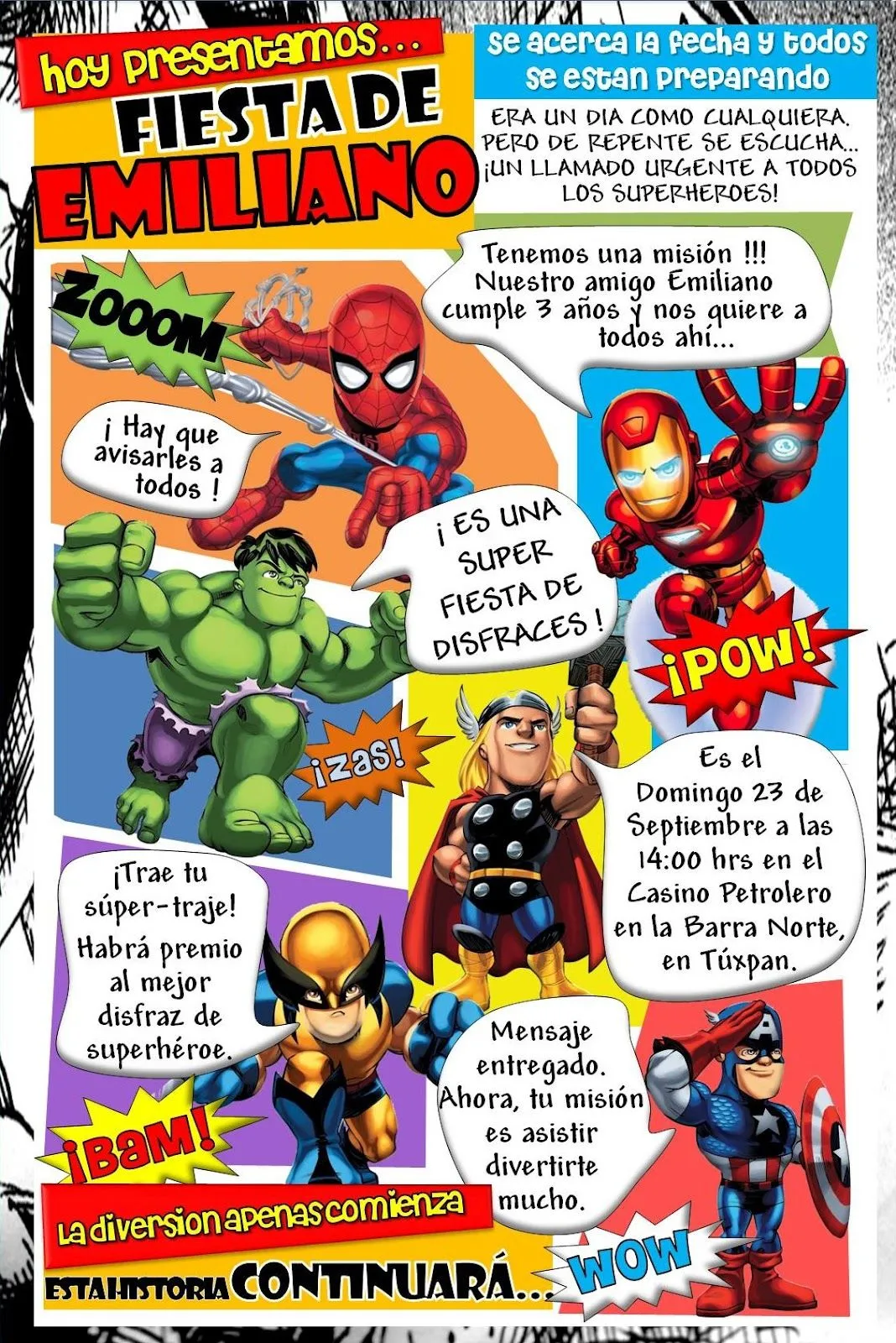 Invitacion superheroes - Imagui