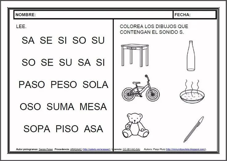 FICHAS LECTOESCRITURA LETRA S - Imagui