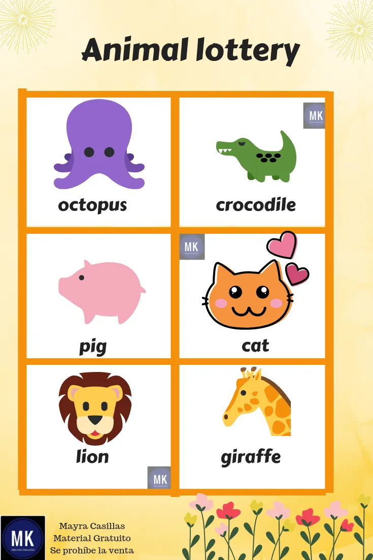 Loteria en inglés para imprimir gratis - Imagui