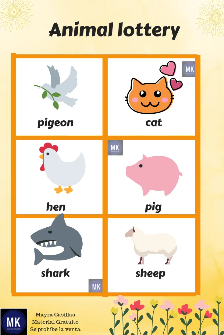 Loteria en inglés para imprimir gratis - Imagui