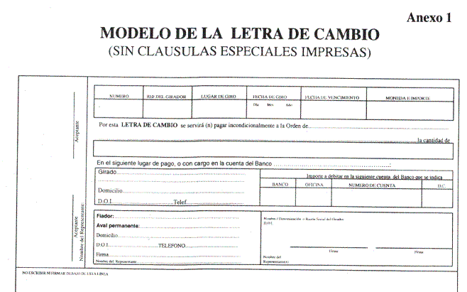 Modelos de letra de cambio - Imagui