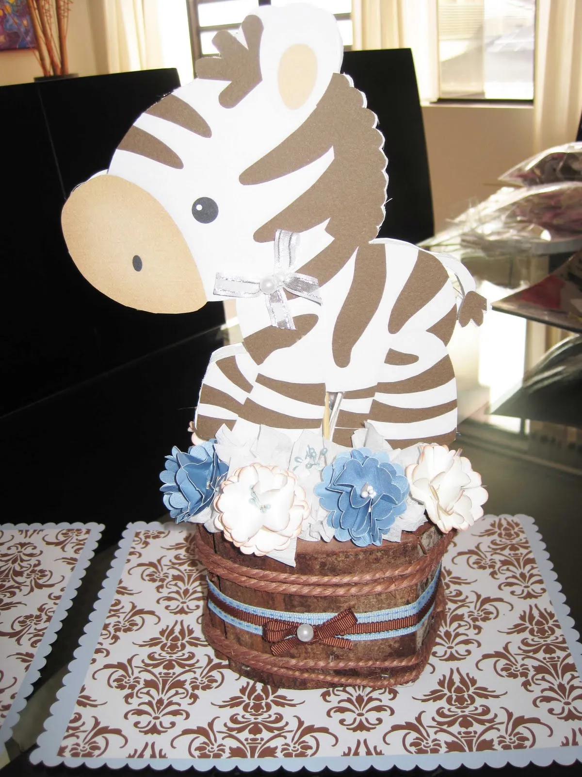 Baby shower niño decoración azul con café - Imagui