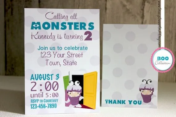 Tarjetas de invitación de Boo Monster INC - Imagui