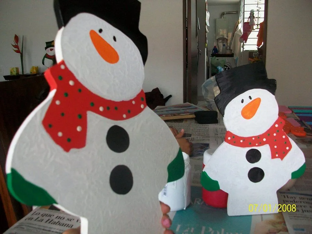 Como hacer muñecos de nieve navideños grandes - Imagui