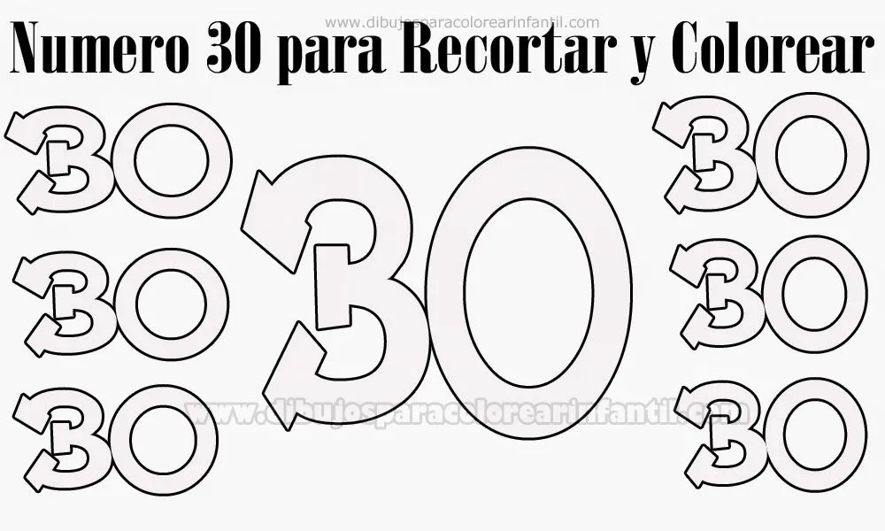 El número 30 para colorear - Imagui