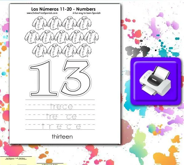Los numeros para colorear del 11. al 20 - Imagui