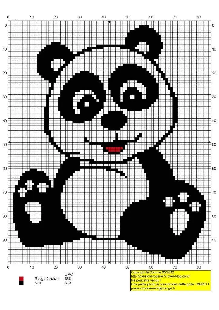 Panda en punto de cruz - Imagui
