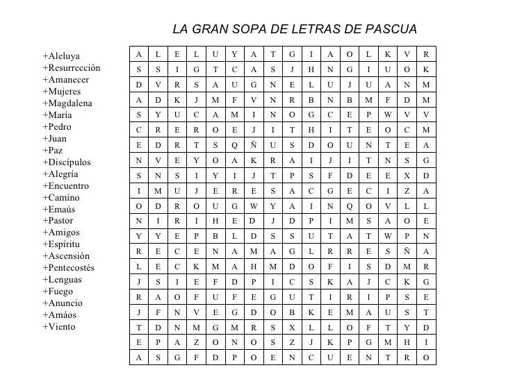 Sopa de letras catolicas - Imagui