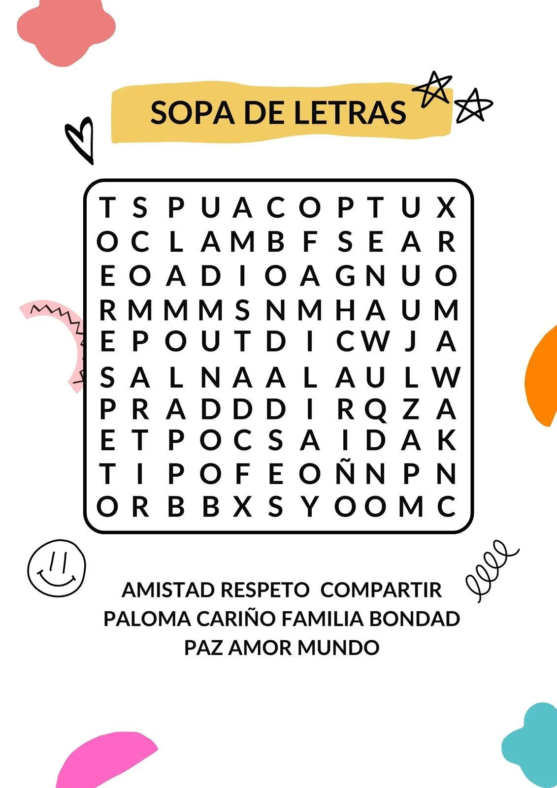 Sopa de letras para bodas - Imagui