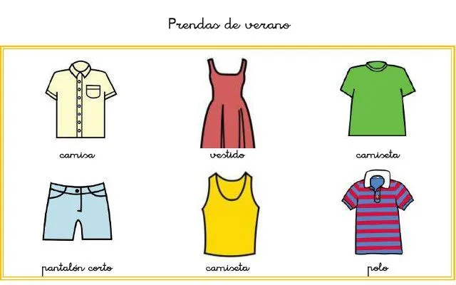 Prendas de vestir en inglés de verano - Imagui