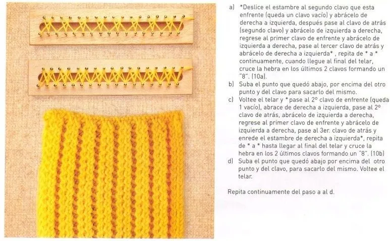 Como tejer una bufandas en telar rectangular diferentes puntadas para ...