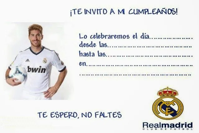 Invitación cumpleaños real madrid - Imagui