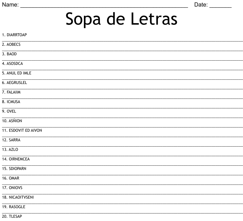 Sopa de letras para bodas - Imagui