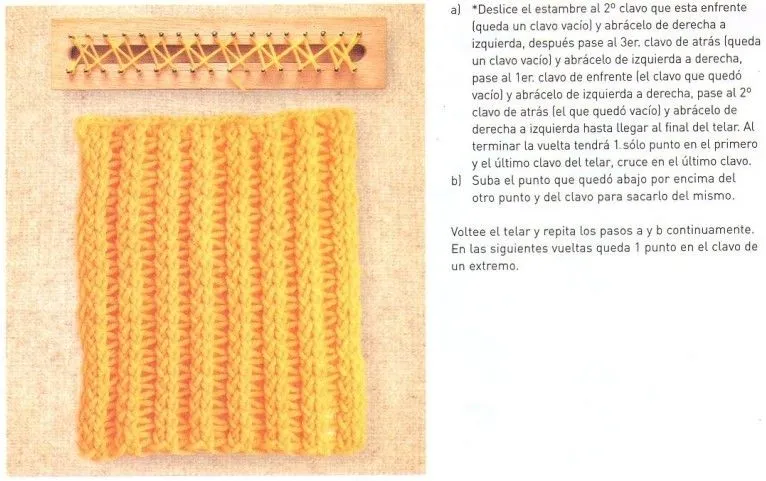 Como tejer una bufandas en telar rectangular diferentes puntadas para ...