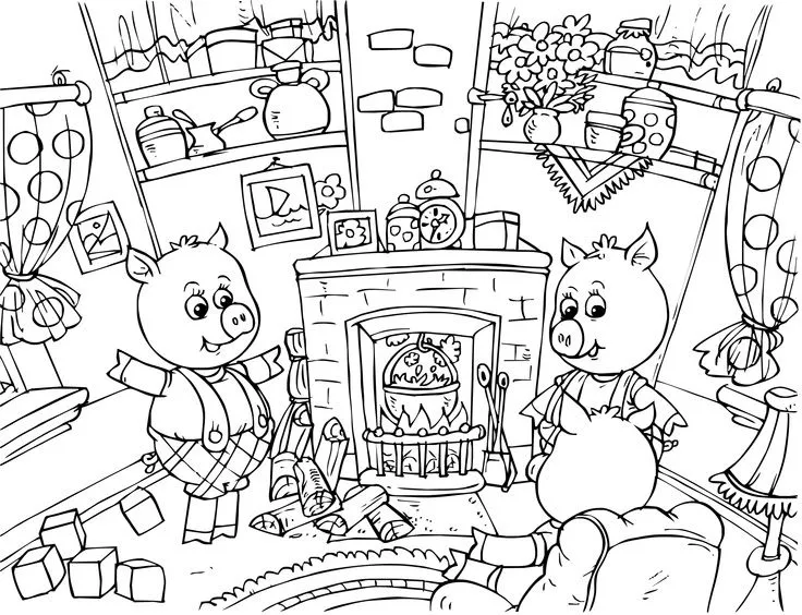 Three little pigs coloring pages - Imagui