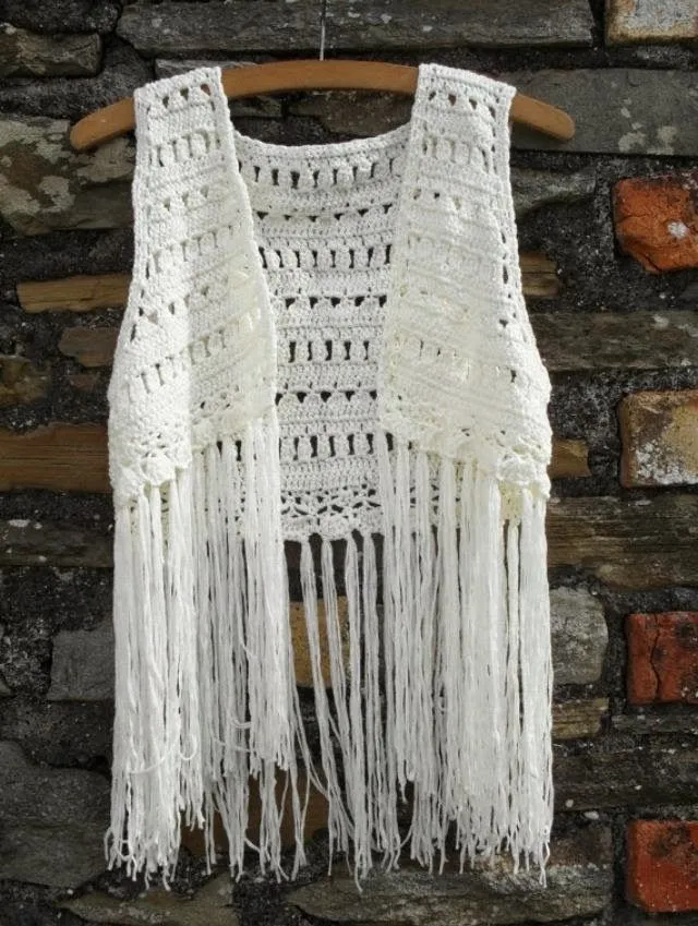 Chaleco flecos ganchillo - Imagui