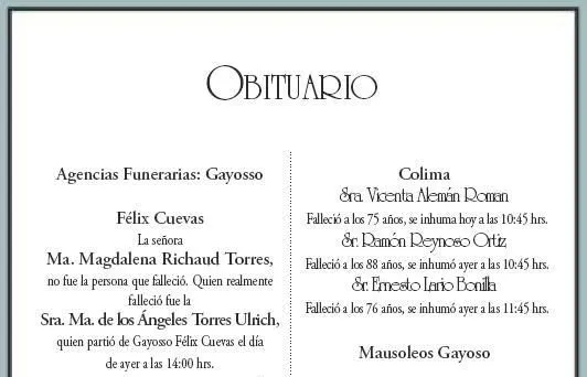 Ejemplo de un obituario - 9 fotos e imágenes gratis - Imagui